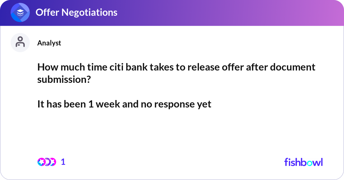 How much time citi bank takes to release offer aft... | Fishbowl