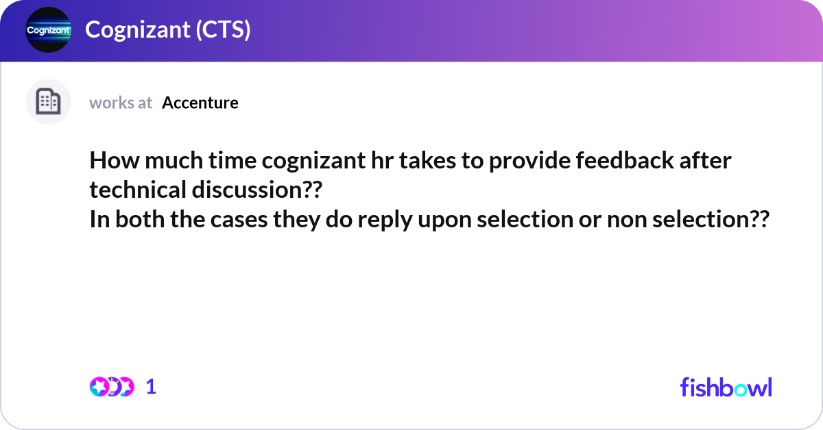 How much time cognizant hr takes to provide feedba... | Fishbowl
