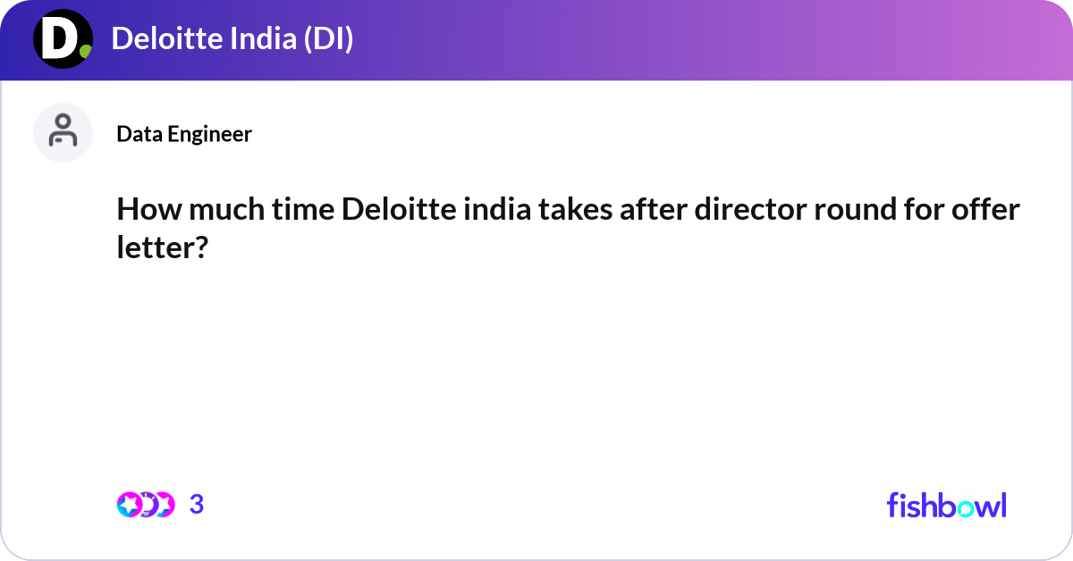 How much time Deloitte india takes after director ... | Fishbowl