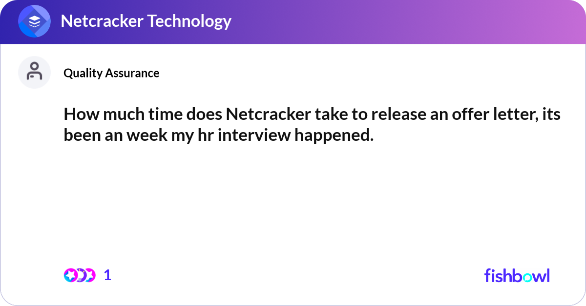 How much time does Netcracker take to release an o... | Fishbowl