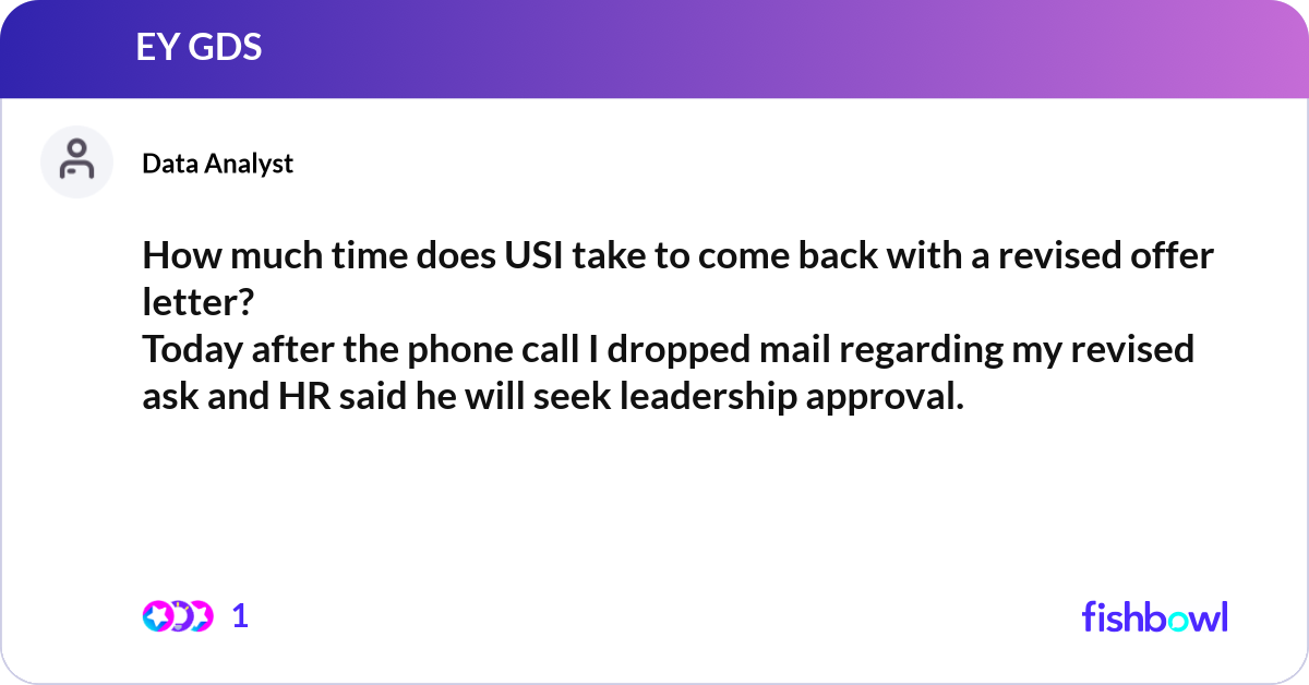 How much time does USI take to come back with a re... | Fishbowl