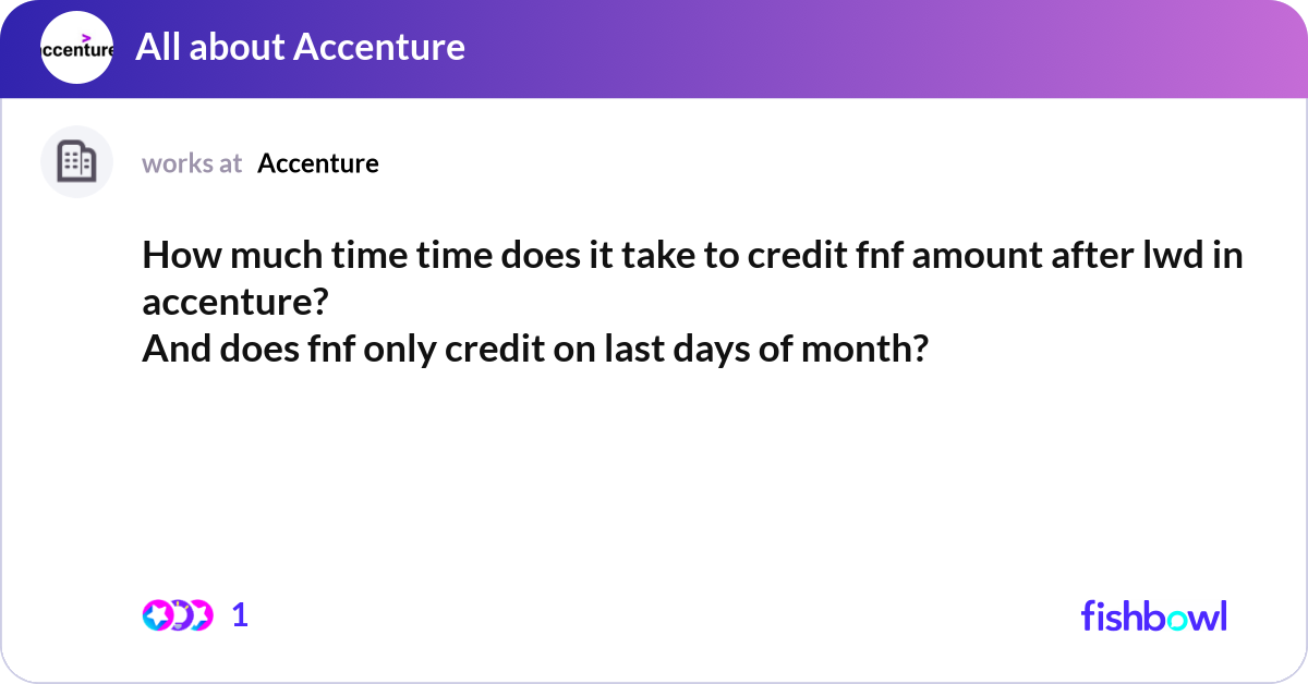 How much time time does it take to credit fnf amou... | Fishbowl