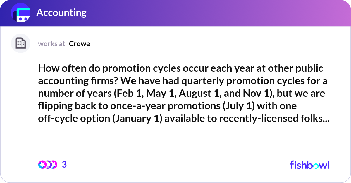 How often do promotion cycles occur each year at o... | Fishbowl