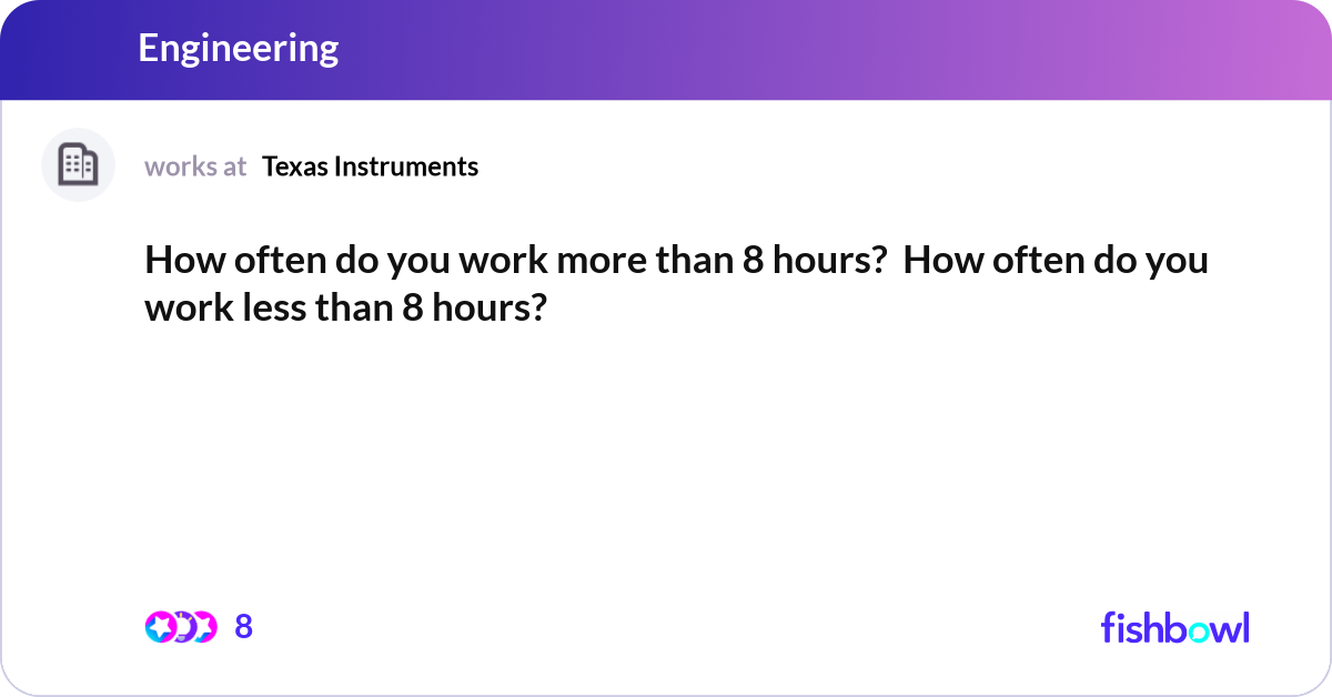 How often do you work more than 8 hours? How ofte... | Fishbowl