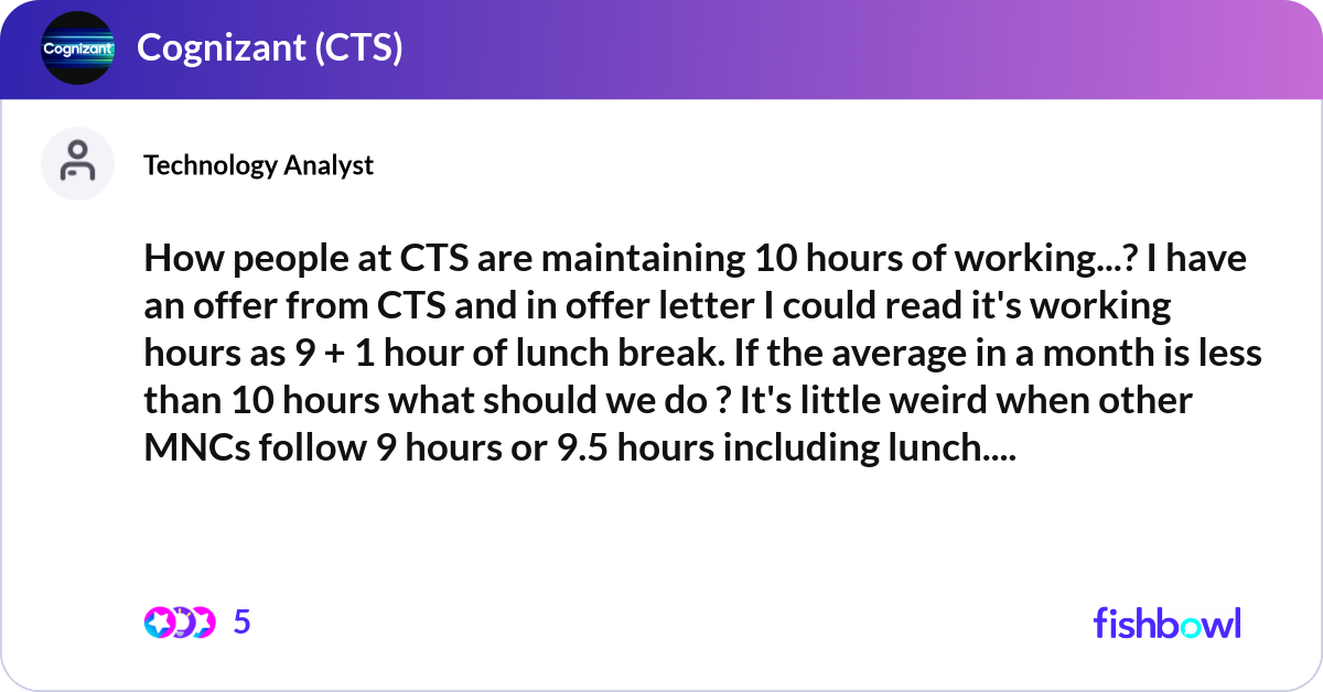How people at CTS are maintaining 10 hours of work... | Fishbowl