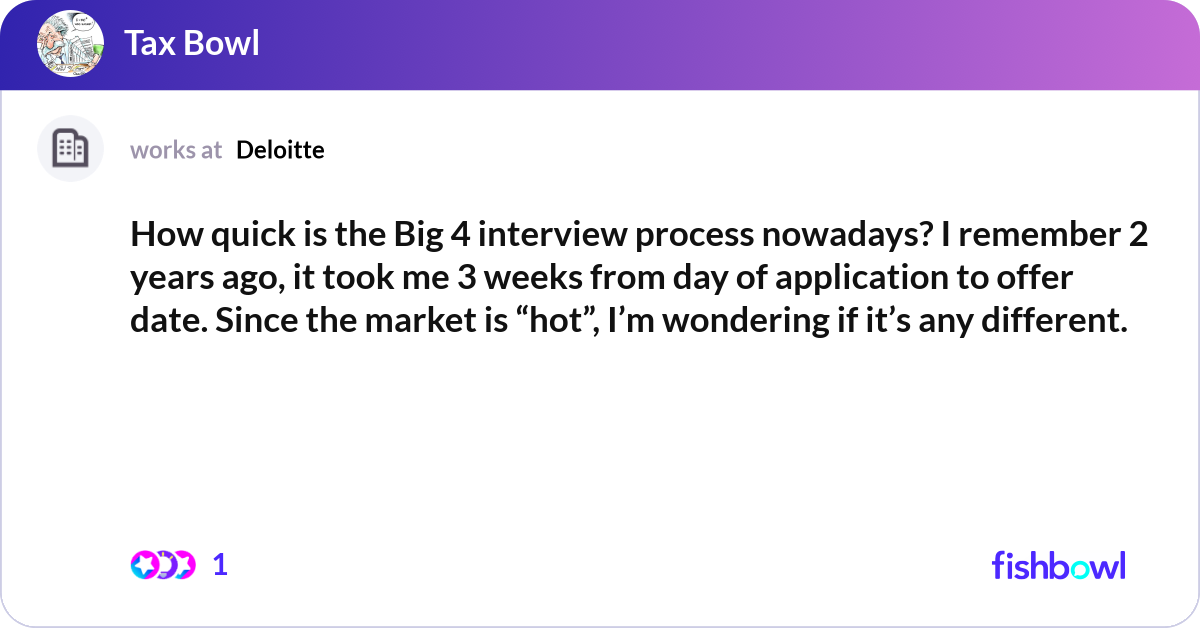 How quick is the Big 4 interview process nowadays?... | Fishbowl