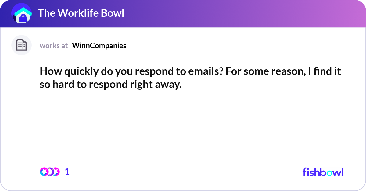 How quickly do you respond to emails? For some rea... | Fishbowl