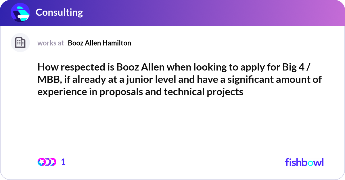 How respected is Booz Allen when looking to apply ... | Fishbowl