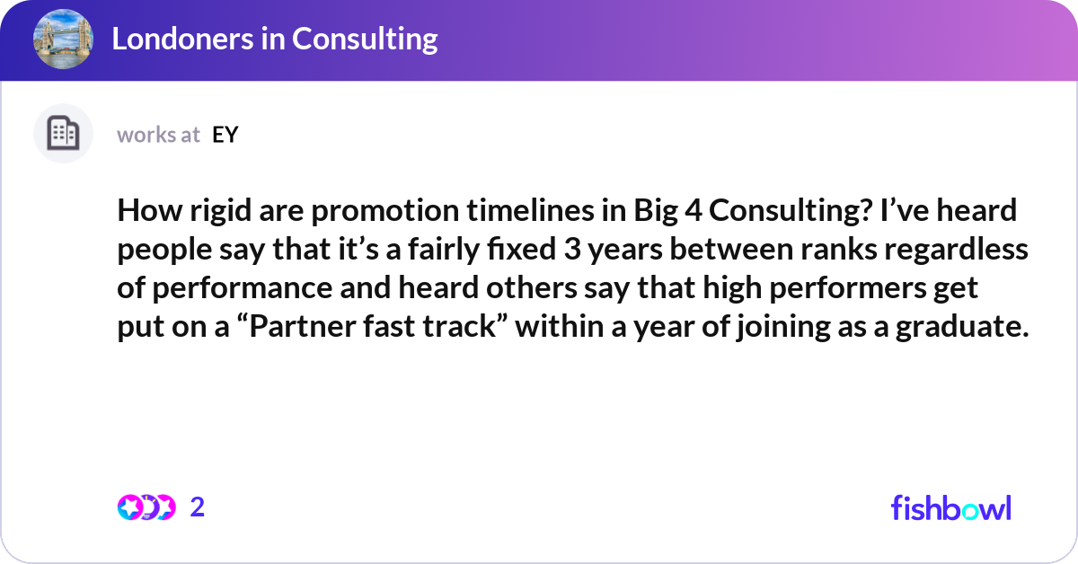 How rigid are promotion timelines in Big 4 Consult... | Fishbowl