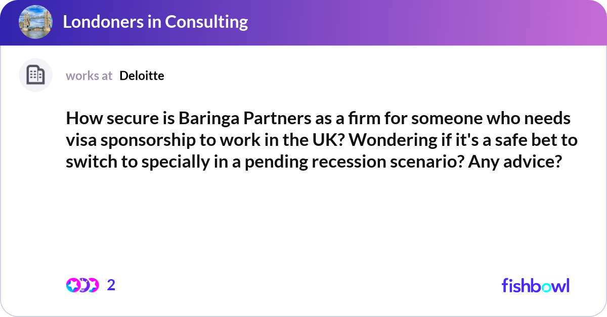 How secure is Baringa Partners as a firm for someo... | Fishbowl