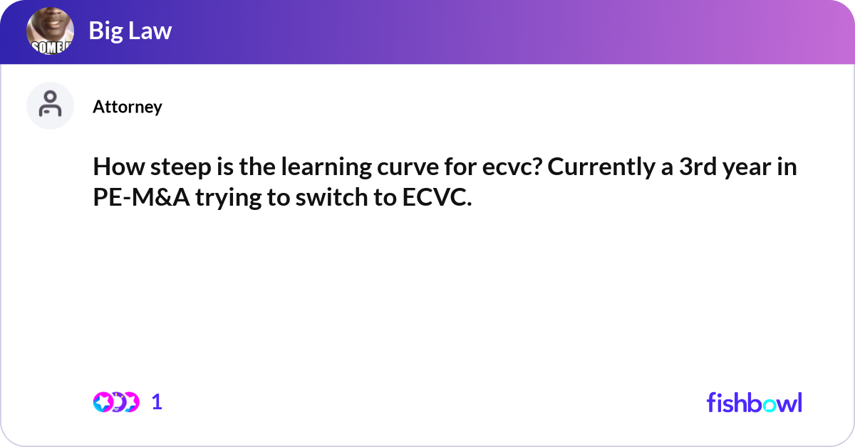 How steep is the learning curve for ecvc? Currentl... | Fishbowl