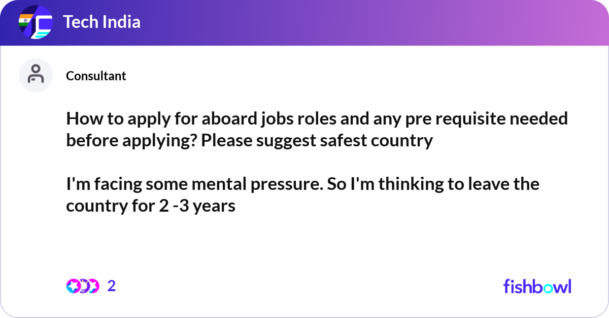 How to apply for aboard jobs roles and any pre req... | Fishbowl