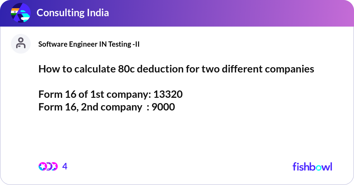 How to calculate 80c deduction for two different c... | Fishbowl