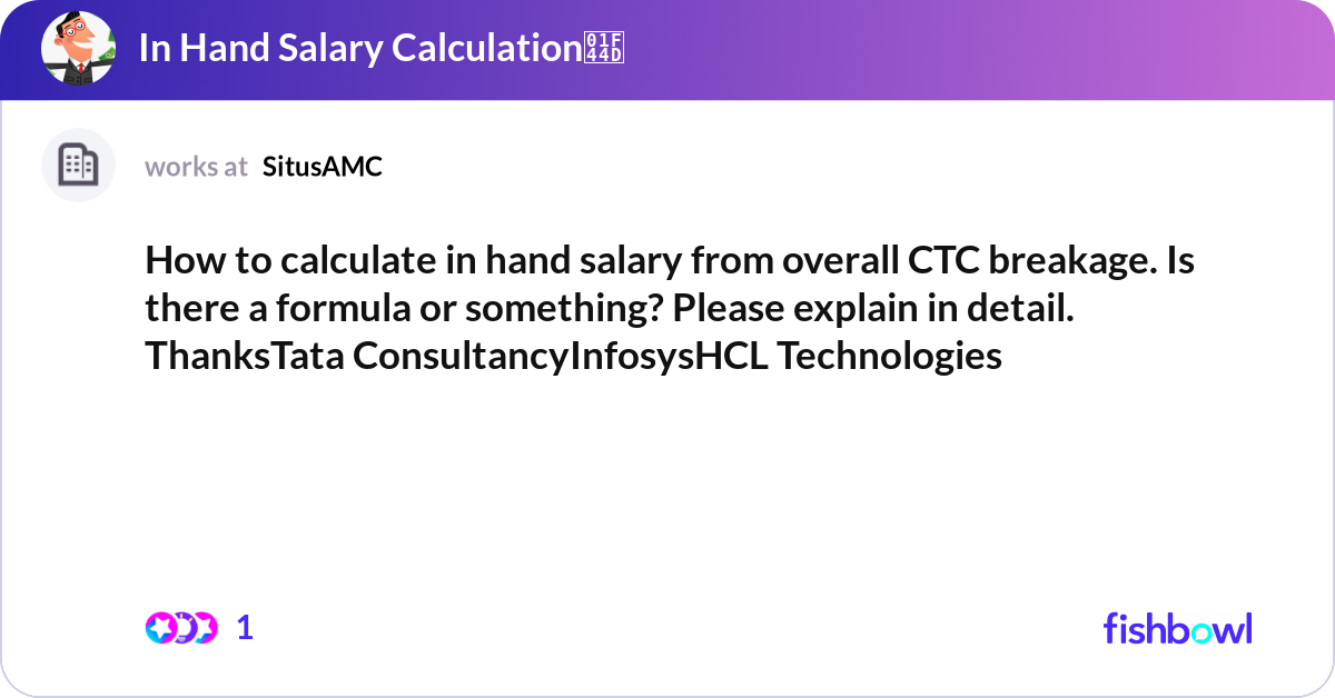 How to calculate in hand salary from overall CTC b... | Fishbowl