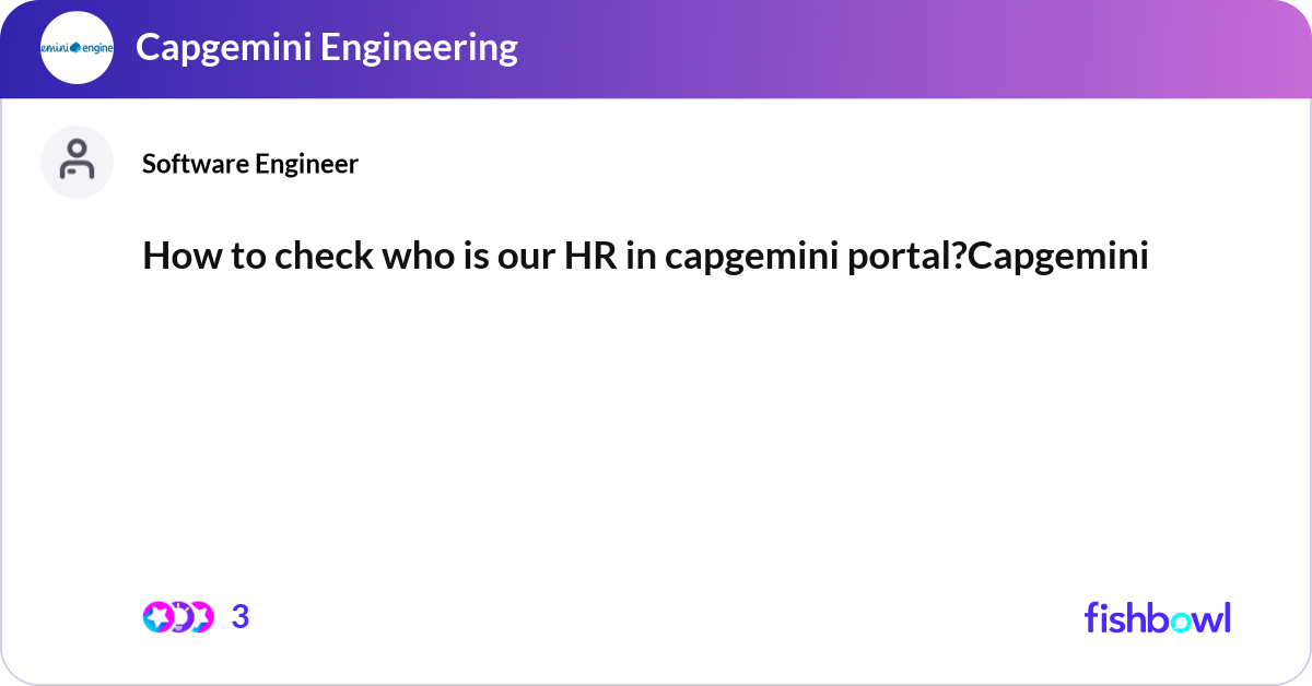 How to check who is our HR in capgemini portal?Cap... | Fishbowl