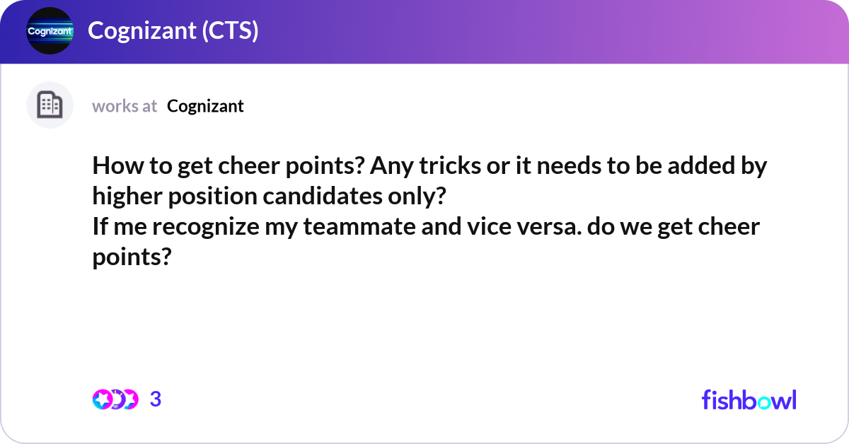 How to get cheer points? Any tricks or it needs to... | Fishbowl