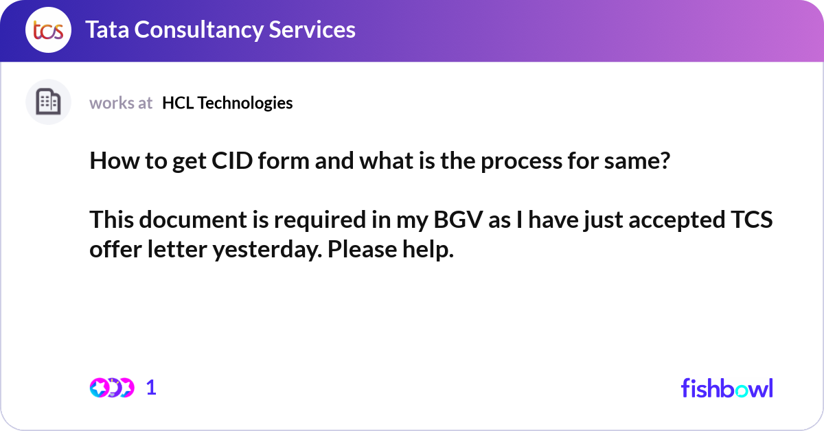 How to get CID form and what is the process for sa... | Fishbowl