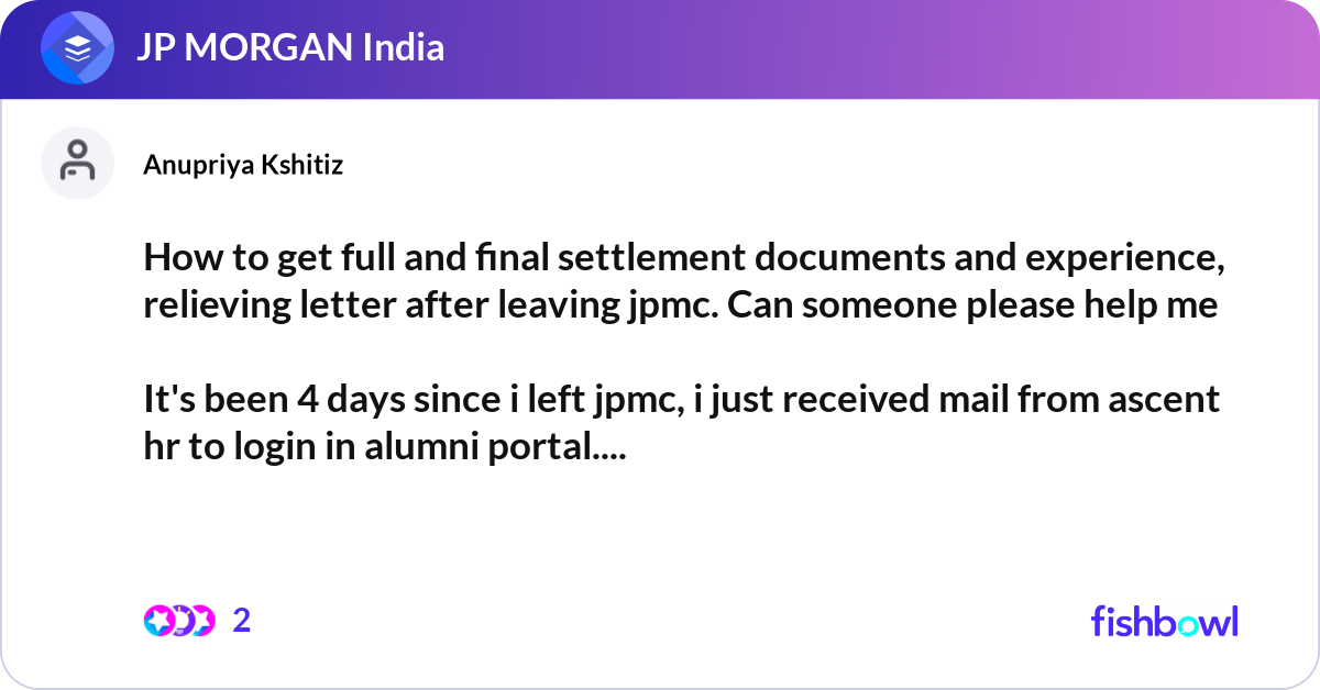 How to get full and final settlement documents and... | Fishbowl