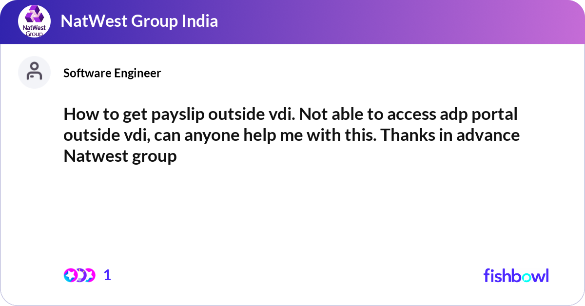 How to get payslip outside vdi. Not able to access... | Fishbowl