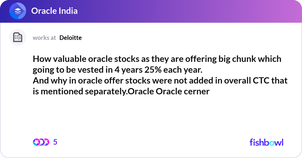 How valuable oracle stocks as they are offering bi... | Fishbowl