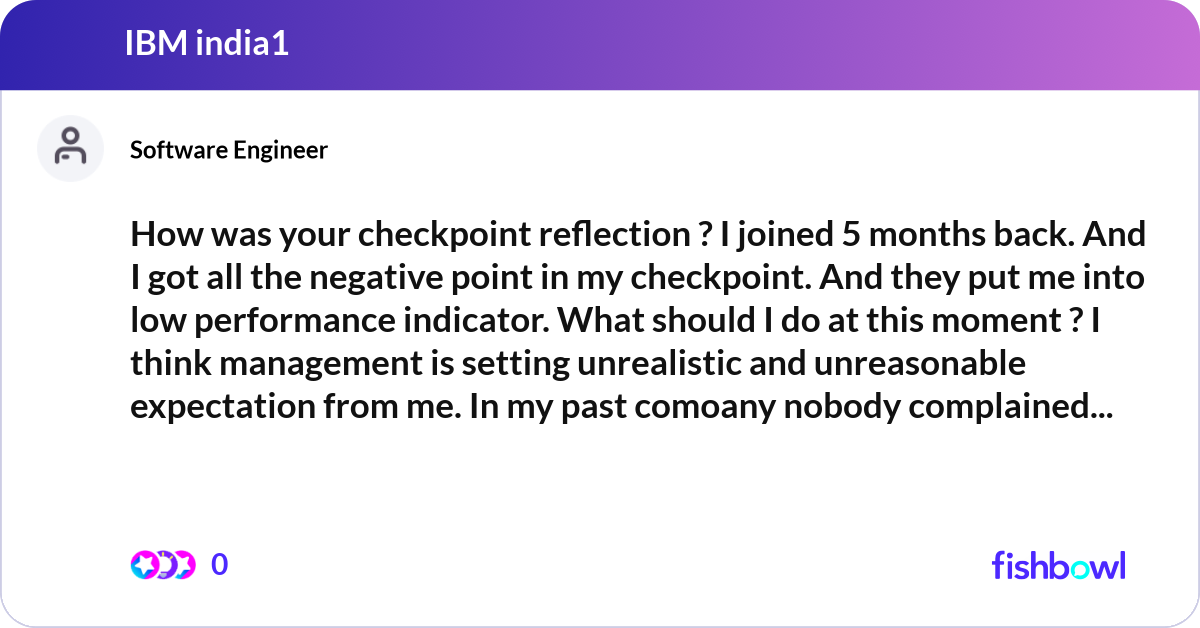 How was your checkpoint reflection ? I joined 5 mo... | Fishbowl