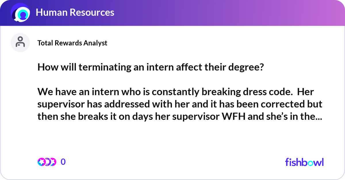 How will terminating an intern affect their degree... | Fishbowl