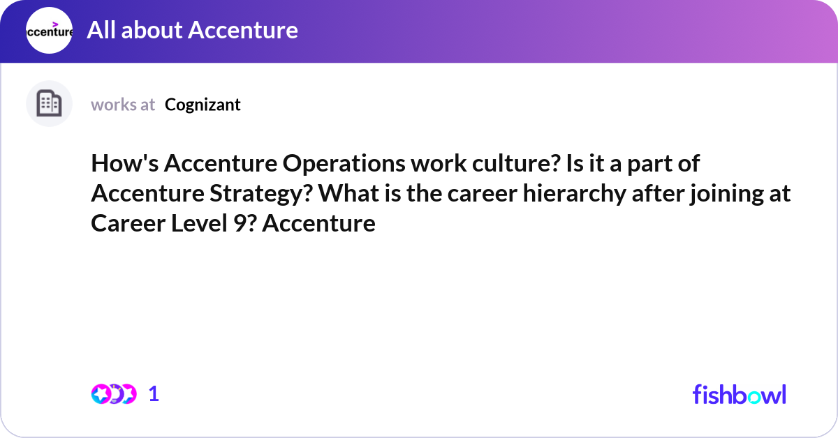 How's Accenture Operations work culture? Is it a p... | Fishbowl