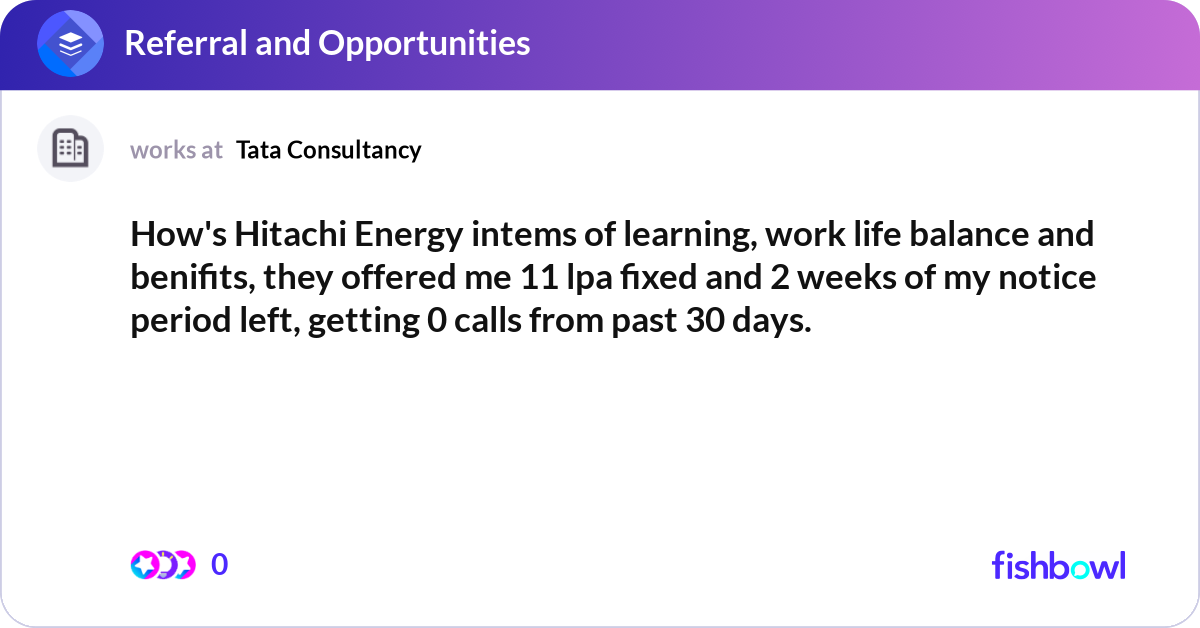 How's Hitachi Energy intems of learning, work life... | Fishbowl
