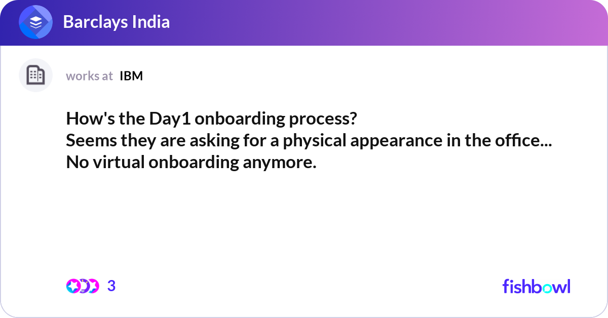 How's the Day1 onboarding process? Seems they are ... | Fishbowl