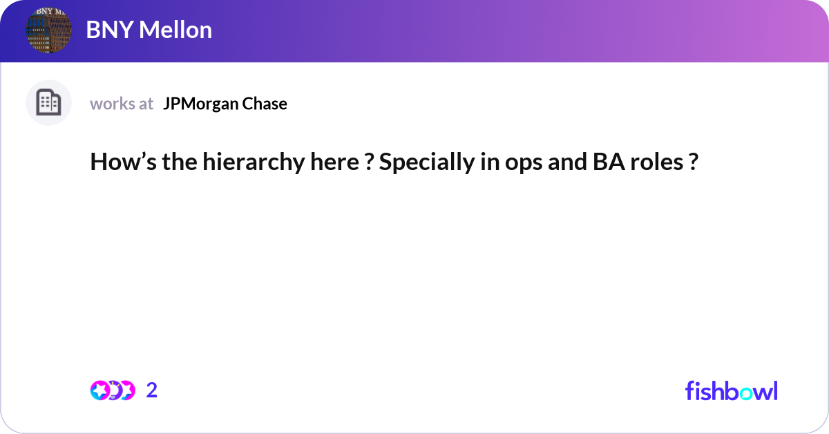 How’s the hierarchy here ? Specially in ops and BA... | Fishbowl