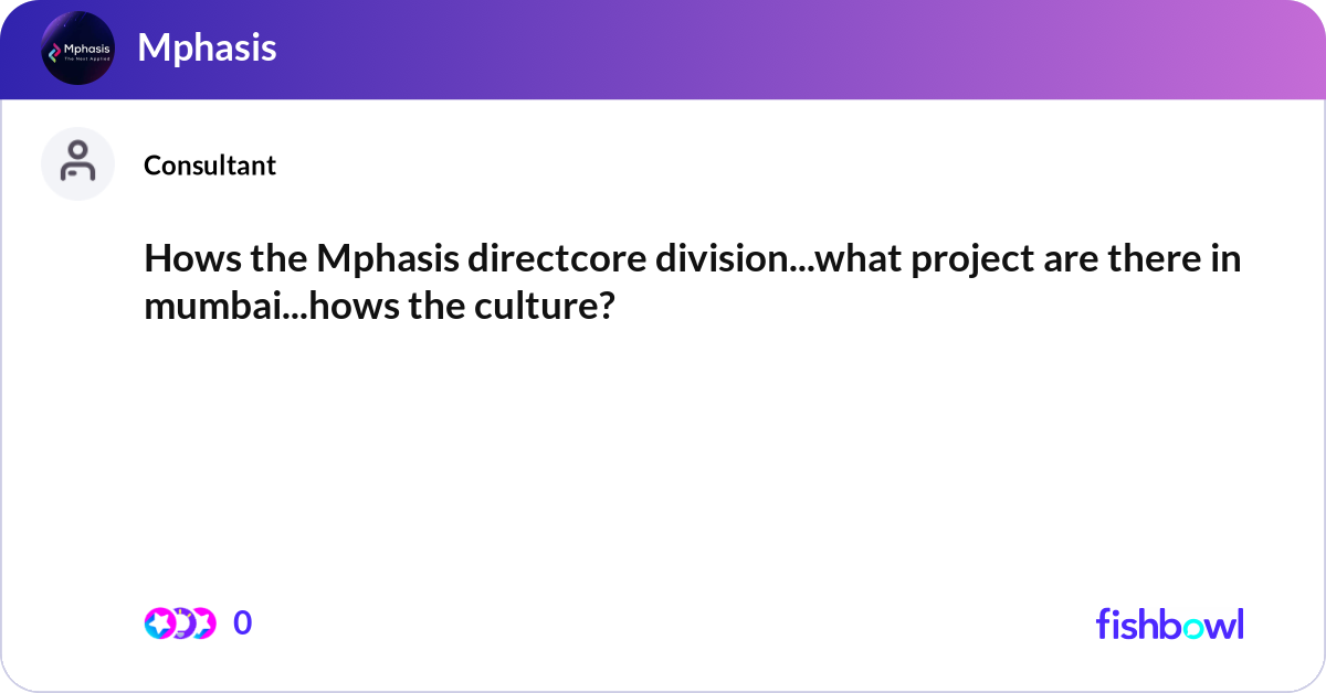 Hows the Mphasis directcore division...what projec... | Fishbowl