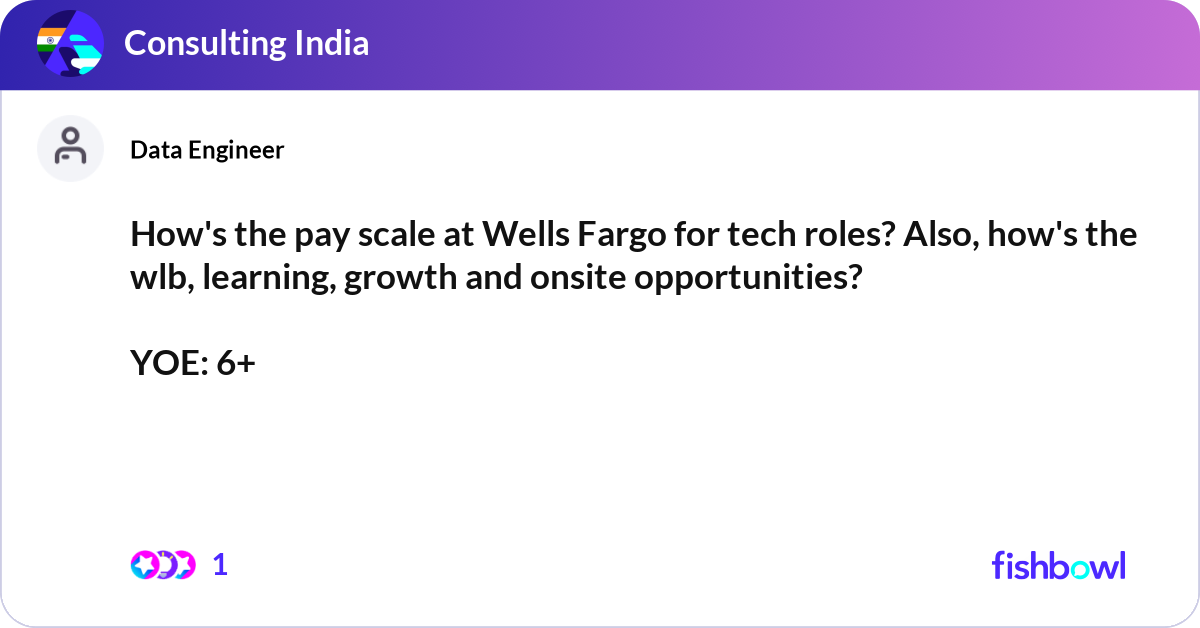 How's the pay scale at Wells Fargo for tech roles?... | Fishbowl