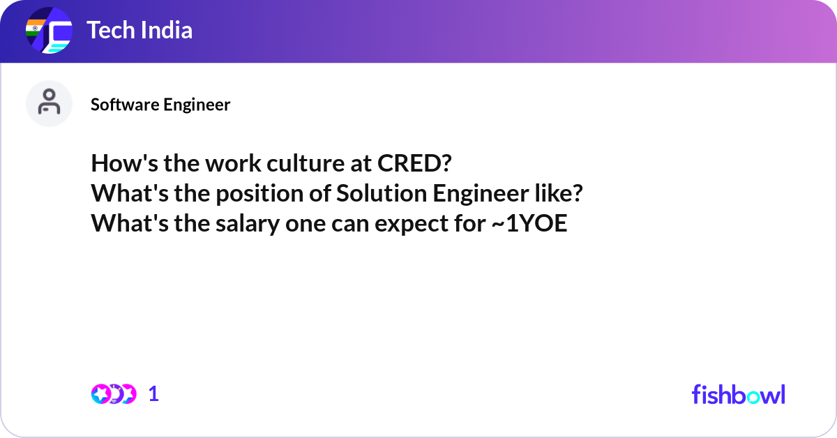 How's the work culture at CRED? What's the positio... | Fishbowl