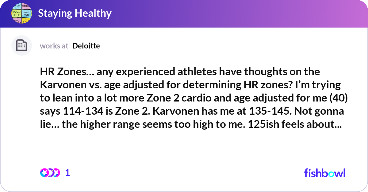 HR Zones… any experienced athletes have thoughts o... | Fishbowl