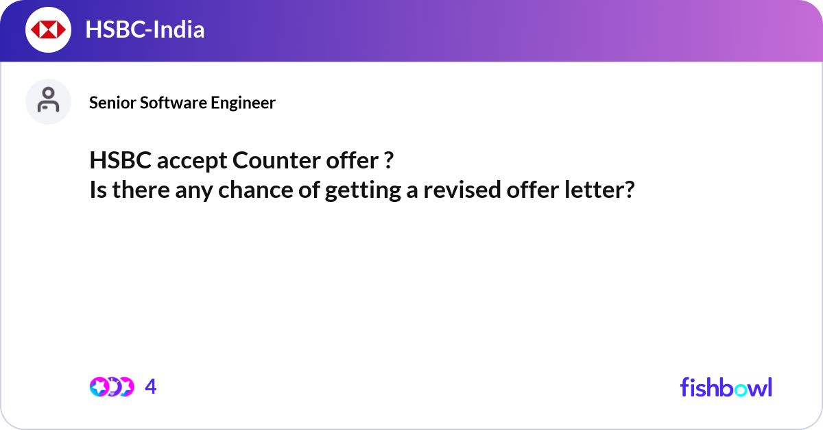 HSBC accept Counter offer ? Is there any chance of... | Fishbowl