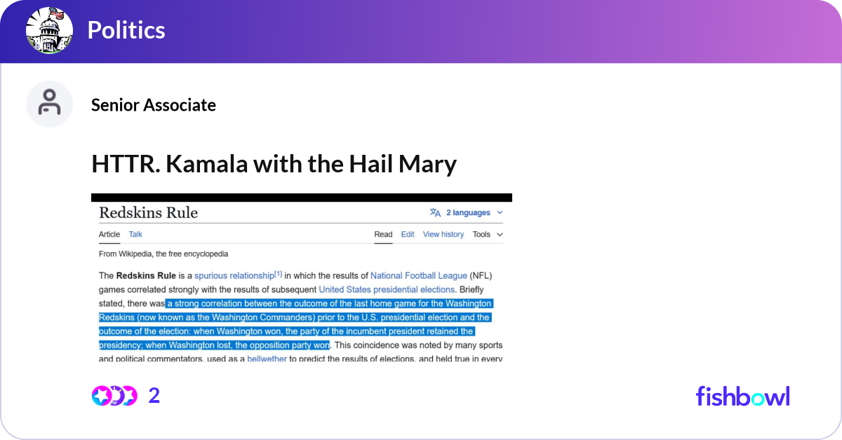 HTTR. Kamala with the Hail Mary | Fishbowl