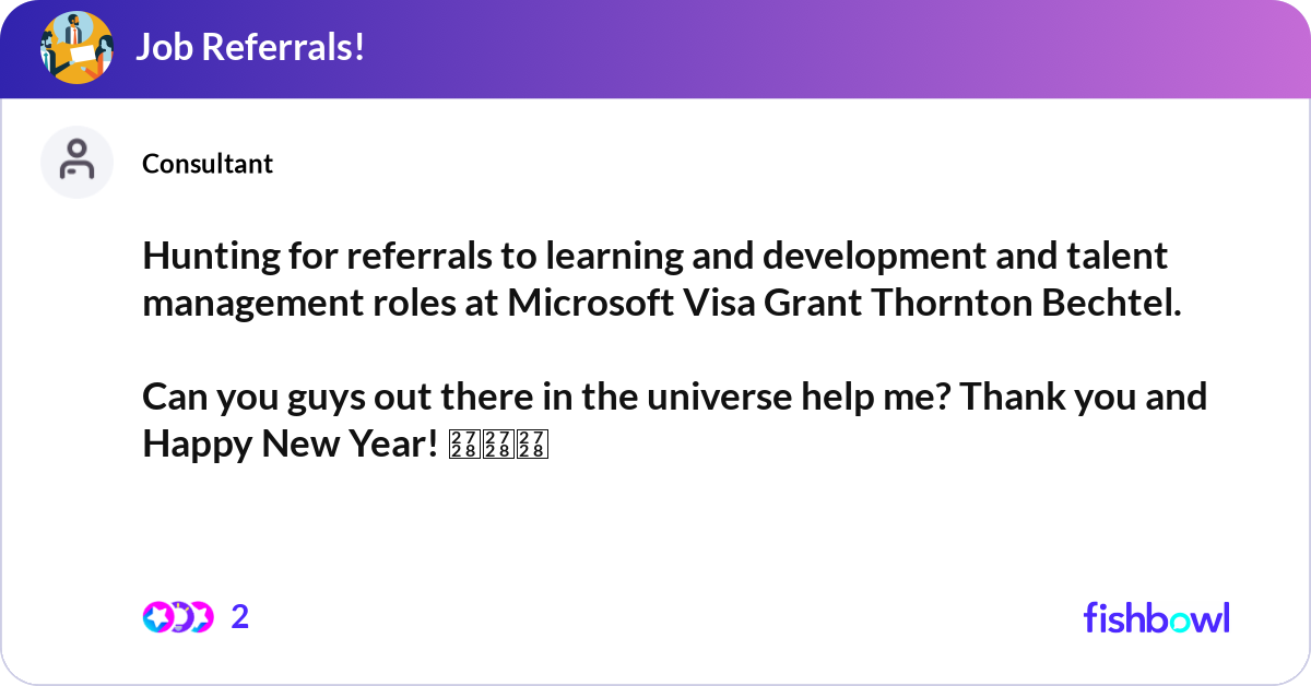 Hunting for referrals to learning and development ... | Fishbowl