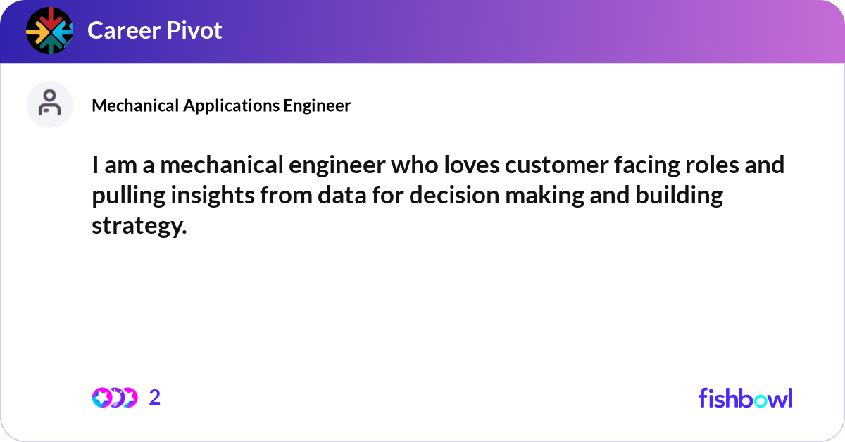I am a mechanical engineer who loves customer faci... | Fishbowl