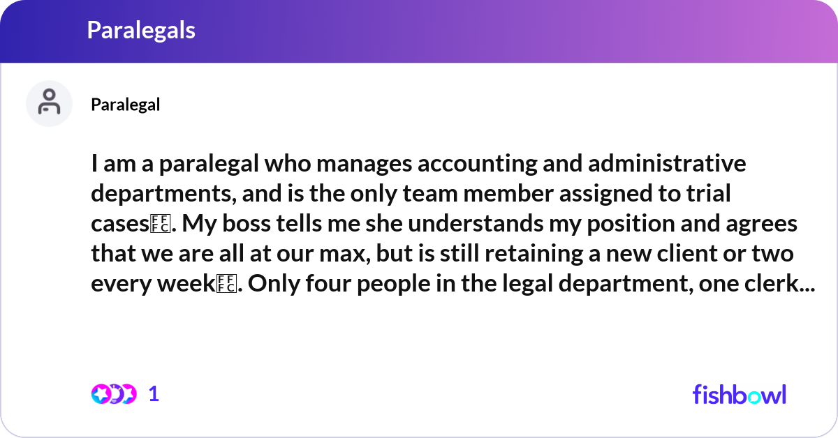 I am a paralegal who manages accounting and admini... | Fishbowl