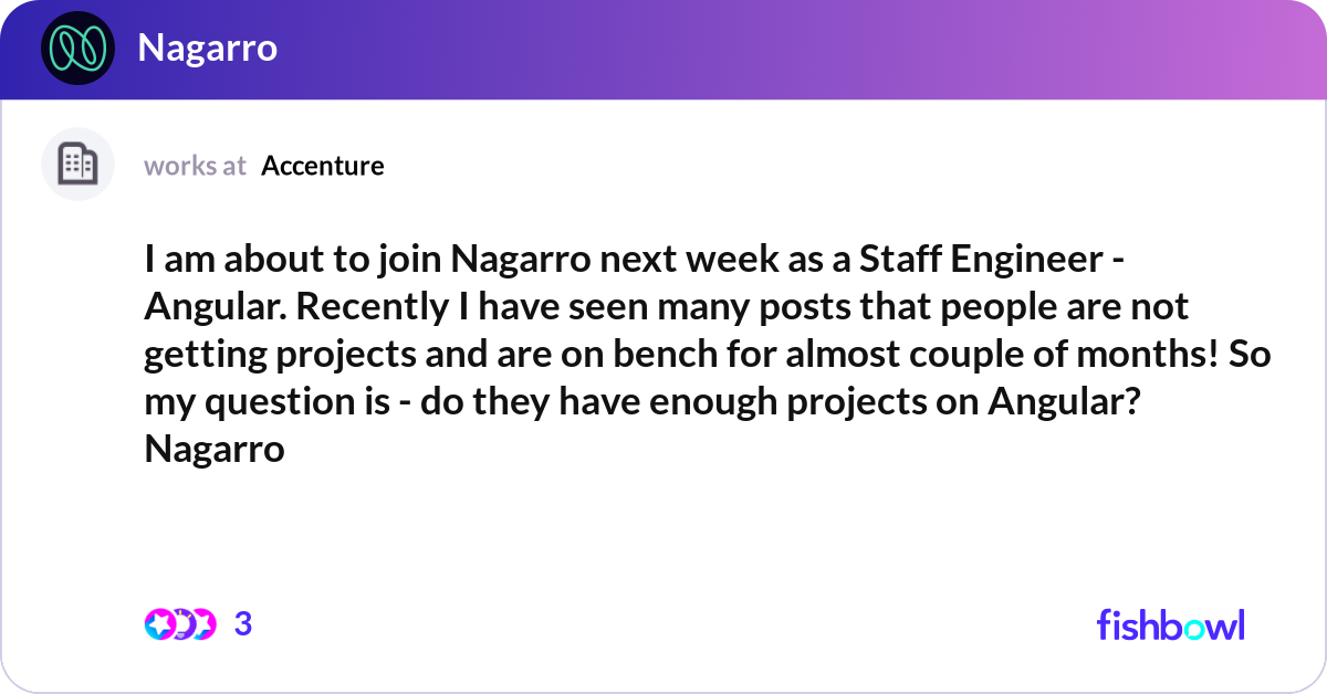I am about to join Nagarro next week as a Staff En... | Fishbowl