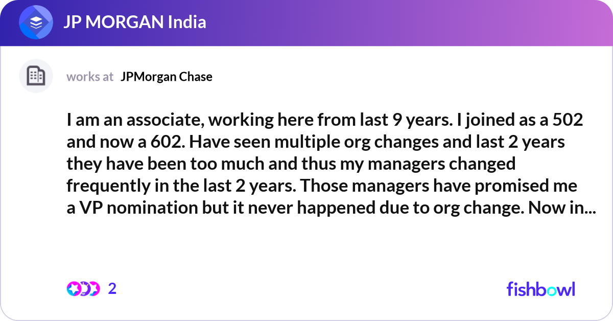 I am an associate, working here from last 9 years.... | Fishbowl