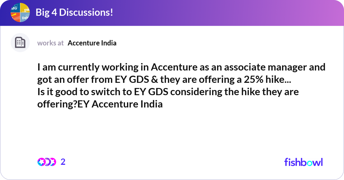 I am currently working in Accenture as an associat... | Fishbowl