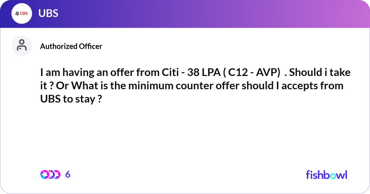 I am having an offer from Citi - 38 LPA ( C12 - AV... | Fishbowl