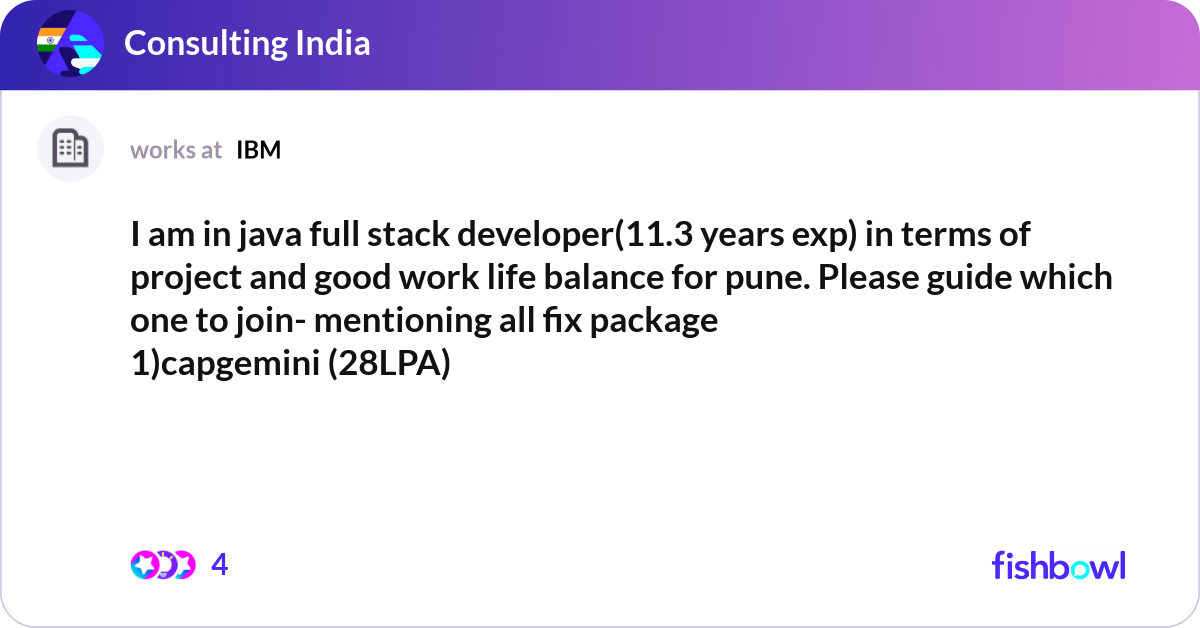 I am in java full stack developer(11.3 years exp) ... | Fishbowl