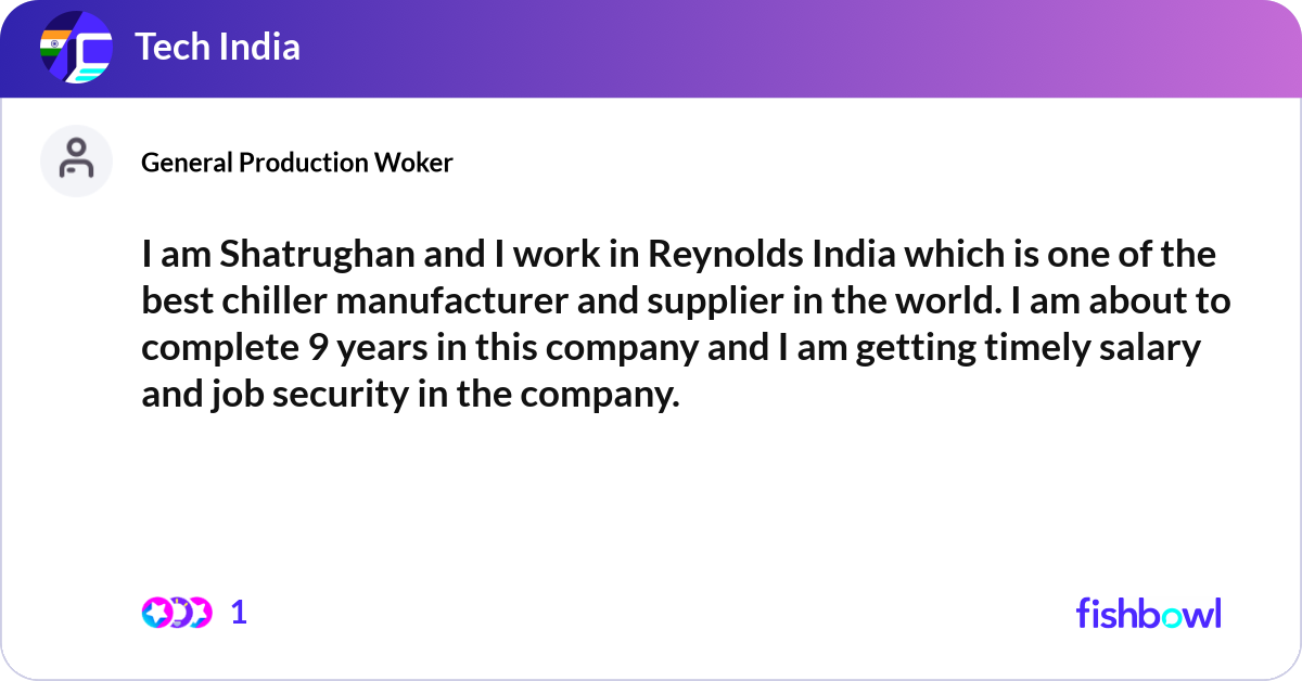 I am Shatrughan and I work in Reynolds India which... | Fishbowl