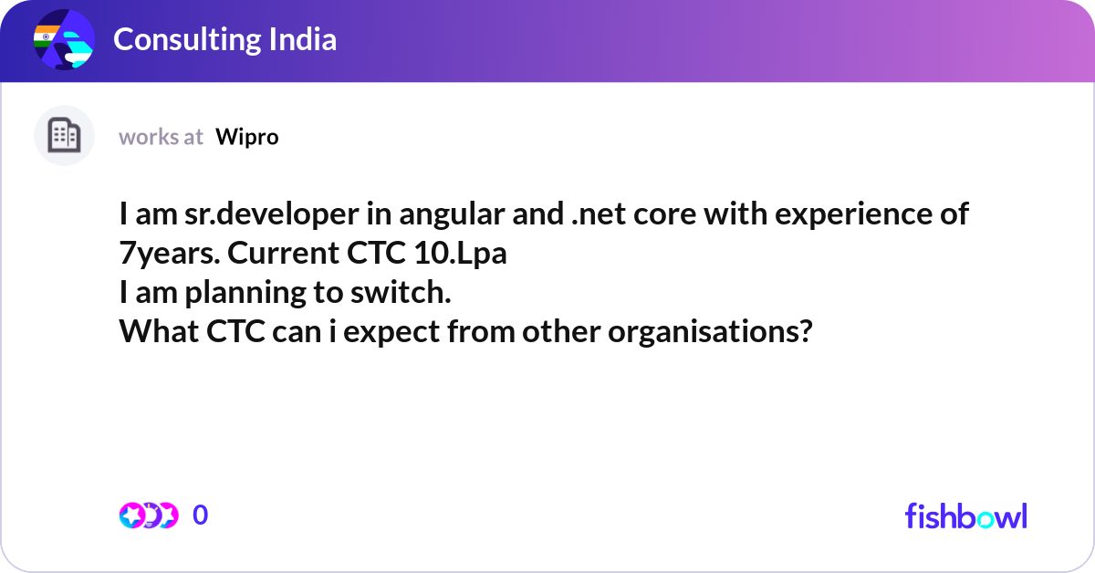 I am sr.developer in angular and .net core with ex... | Fishbowl