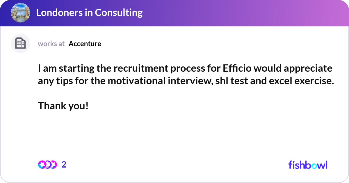 I am starting the recruitment process for Efficio ... | Fishbowl