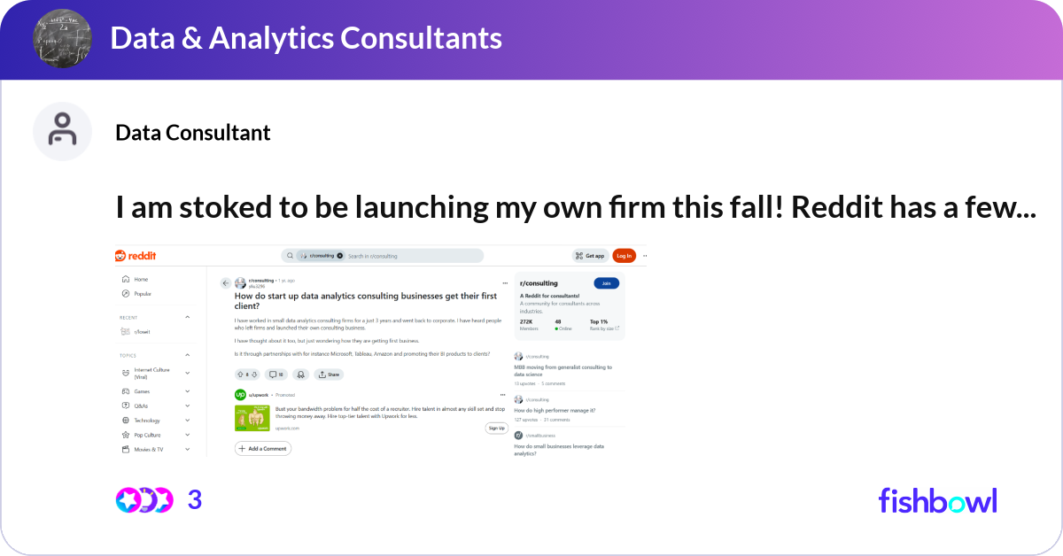 I am stoked to be launching my own firm this fall!... | Fishbowl