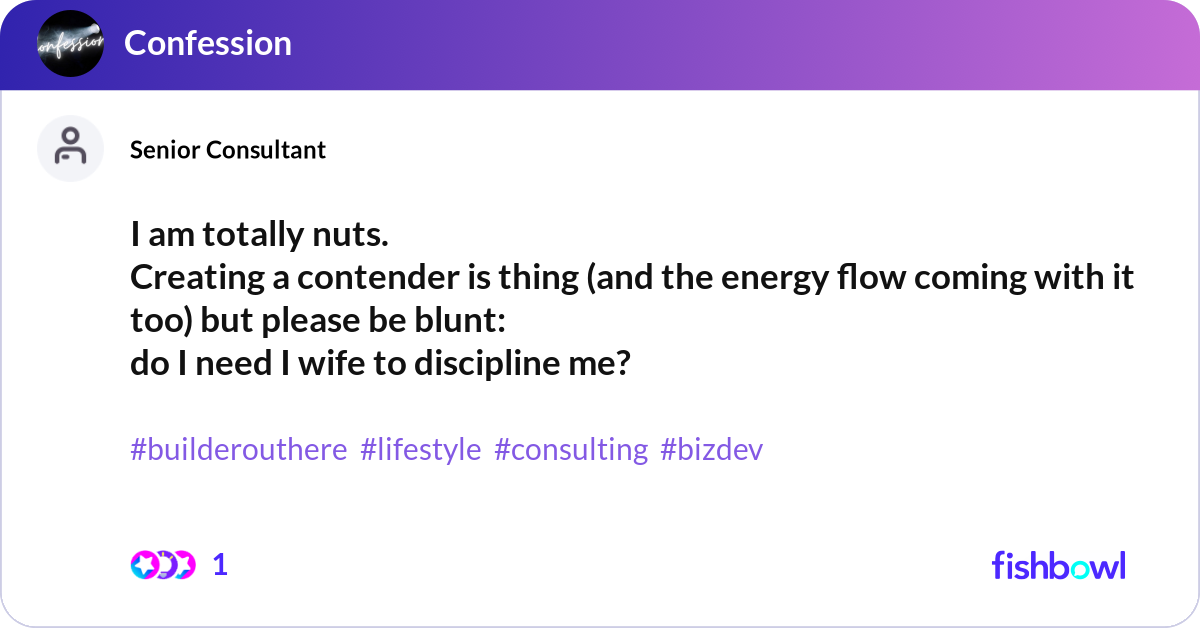 I am totally nuts. Creating a contender is thing ... | Fishbowl