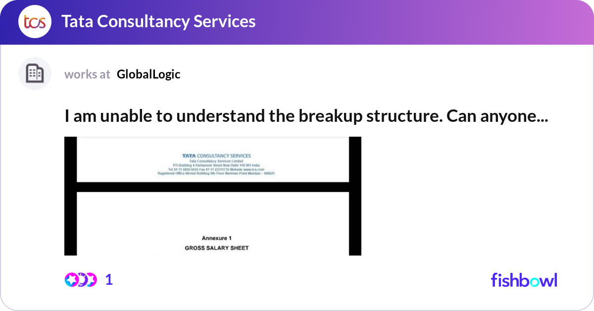 I am unable to understand the breakup structure. C... | Fishbowl